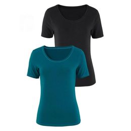 Vivance by Lascana T-Shirt in petrol, schwarz | Gr.: 36-38