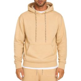 Reichstadt Herren Regular Fit Hoodie Marken-Stick in Beige | Gr.: 3XL