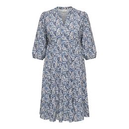 Only CARMAKOMA Damen Tunikakleid "CARMILANA 3/4 DRESS WVN NOOS", blau, Gr. 48, bedruckt, Web, Obermaterial: 100% Viskose, Kleider, Sommerkleid