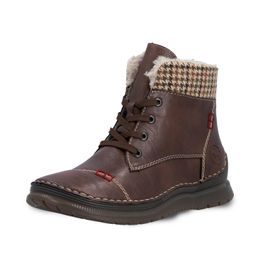Rieker Damen Schn&uuml;rboots, Gr. 40, braun, Lederimitat, Schuhe, Winterboots, Keilstiefelette mit Ziersteppung
