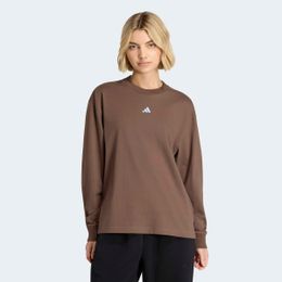 Damen Funktionsshirt "W 3SS GFX LS2", braun, Gr. S, adidas Sportswear, Obermaterial: 100% Baumwolle, Shirts