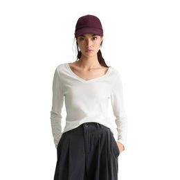 Marc O'Polo Damen Langarmshirt "aus Loose Knit Jersey", wei&szlig;, Basic, Gr. XXS, MARC O'POLO DENIM, unifarben, Obermaterial: 100% Baumwolle, Shirts