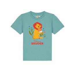 watabout.kids Shirt 'L&ouml;wen Kleiner Bruder' boy size 98/104 Turquoise / yellow gold / Orange red / White