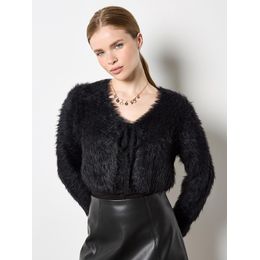 Apricot Damen Bolero "Bolero Jacke in super fluffiger Ware", schwarz, Gr. 36, unifarben, gestrickt, Obermaterial: 80% Nylon NY. 20% Polyacryl PAN.,