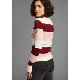Kangaroos Damen Rundhalspulloverbordeaux, Gr. 40, kontrastfarbene Details, Rippstrick, Obermaterial: 50% Baumwolle, 50% Polyacryl, Pullover, aus