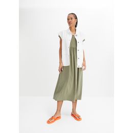 bonprix Damen Midikleid "Midikleid aus reiner Baumwolle", gr&uuml;n, Gr. 40, Obermaterial: 100% Baumwolle, Kleider, aus reiner Baumwolle, lockere