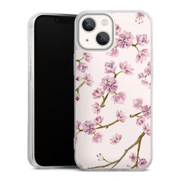 DeinDesign iPhone 13 Mini Handy Slim Case Silikon Handyh&uuml;lle transparent H&uuml;lle extra d&uuml;nn Cherry Blossom Girl Style Spring Silikon Slim Case