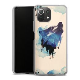 Xiaomi Mi 11 Lite 5G NE Handy Silikon H&uuml;lle Case transparent Handyh&uuml;lle Graphic Wolf Illusion Silikon Case