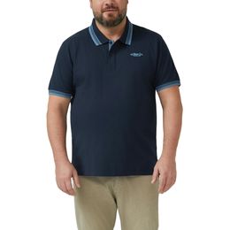Herren Poloshirt, blau, Gr. XXL, s.Oliver MEN BIG SIZES, unifarben, Jersey, Obermaterial: 95% Baumwolle, 5% Elasthan, Shirts, mit Logo Print