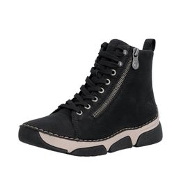 Rieker Damen Sneaker, Gr. 36, schwarz, Lederimitat, Schuhe, Freizeitschuh, Halbschuh, Schn&uuml;rschuh mit Kontraststeppung