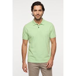 Camel Active Herren Poloshirt, gr&uuml;n, Gr. L, unifarben, Piqu&eacute;, Obermaterial: 100% Baumwolle, Shirts, normale Passform, Polokragen, 2-Knopf-Form, mit