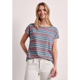 Street One Damen T-Shirt, bunt, Gr. 36, gestreift, Stoff, 80% Polyester, 20% Viskose, Shirts, mit Rundhalsausschnitt