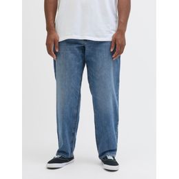 Jack & Jones PlusSize Herren Tapered-fit-Jeans "MIKE ORIGINAL", blau, Gr. 44, JACK & JONES PLUSSIZE, Abriebeffekte, Denim/Jeans, Obermaterial: 98% Baumwolle, 2% Elasthan,