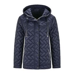 GOLDNER Damen Kurzjacke "Kurzgr&ouml;&szlig;e &Uuml;bergangsjacke mit Kapuze", blau, Gr. 21, Obermaterial: 100% Polyamid PA., Jacken, Mit dekorativen Ripsb&auml;ndern