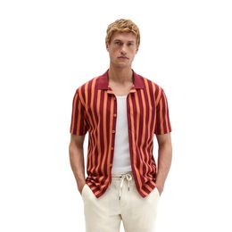 Marc O'Polo MARC O'POLO Herren Kurzarmhemd "mit Farb-und Struktur-Streifen", rot, Gr. XL, gestreift, Obermaterial: 100% Baumwolle, Hemden