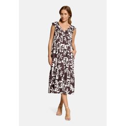 Cartoon Damen Druckkleid "Damen mit Fl&uuml;gel&auml;rmeln", braun, Gr. 34, Obermaterial: 100% Viskose, Kleider