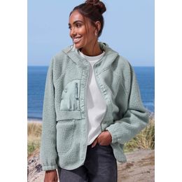 Damen Fleecejacke, gr&uuml;n, Gr. 48, VIVANCE ACTIVE BY LASCANA, Fleece, Obermaterial: 100% Polyester. Futter: 100% Polyester. Kapuzenfutter: 100%