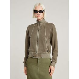 G-Star Raw G-STAR Damen Longpullover "Track Overdyed Slim Sweaterjacke", beige, Gr. S, Obermaterial: 100% Baumwolle, Pullover