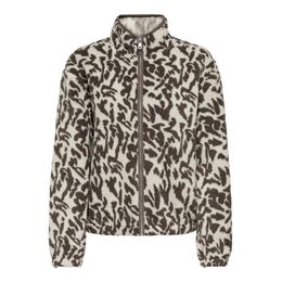 Only CARMAKOMA Damen Fleecejacke "CARNEW DALLAS L/S HIGHNECK JCKT SWT OTW", braun, Gr. M, bedruckt, Fleece, Obermaterial: 100% Polyester, Jacken,