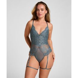 Hunkem&ouml;ller HUNKEM&Ouml;LLER Damen Body "Body Viktoria", blau, Gr. L, 92% Polyamid, 8% Elasthan, Bodys