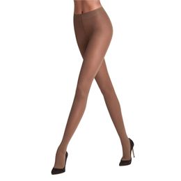 Falke Damen Feinstrumpfhose "Matt Deluxe", Gr. L, braun, Obermaterial: 84% Polyamid, 16% Elasthan, Strumpfhosen, druckfreier Komfortbund,