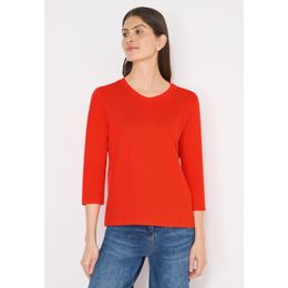 Cecil Damen Langarmshirt, rot, Gr. L, unifarben, Web, 100% Baumwolle, Shirts, aus reiner Baumwolle