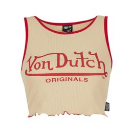 Von Dutch Damen Muskelshirt "Von Dutch ASHLEY TOPS", beige, Gr. M, bedruckt, 100% Baumwolle, Shirts