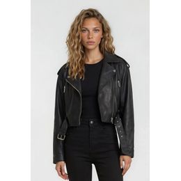 Trueprodigy Damen Lederjacke "Rosa mit G&uuml;rtel und Rei&szlig;verschluss Details", schwarz, Gr. XL, Obermaterial: 100% Schafsleder sheepskin., Jacken