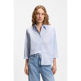 BOSS Orange Damen Hemdbluse "Belenta Premium Damenmode", blau, Gr. 46, unifarben, Popeline, Obermaterial: 100% Baumwolle, Blusen, aus