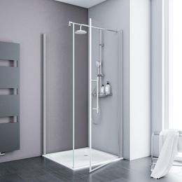 Schulte Eckdusche mit Dreht&uuml;r 'ExpressPlus - Alexa Style 2.0' inkl. Seitenwand und Duschwanne flach 80 x 80 x 192 cm, mit Stabgriff