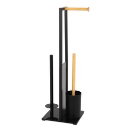 toom WC-Garnitur 'Topo' bambusfarben/schwarz 24 x 64,5 x 18 cm