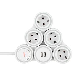 REV Ritter Steckdosenleiste 'Supraflex' 4-fach mit Schalter und USB 1,4 m