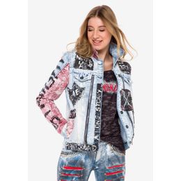 Cipo & Baxx CIPO & BAXX Damen Jeansjacke "WJ162", bunt, Gr. S, gemustert, Stoff, 100% Baumwolle, Jacken, mit buntem Muster