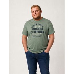 Lerros Herren Rundhalsshirt "Baumwoll-T-Shirt mit l&auml;ssigem Logo-Print in gro&szlig;en Gr&ouml;&szlig;en", gr&uuml;n, Gr. 6XL, 100% Baumwolle, Shirts