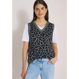 Cecil Damen Pullunder, gr&uuml;n, Gr. L, Strick, Obermaterial: 39% Polyacryl, 35% Baumwolle, 15% Polyester, 11% Nylon, Pullover, Sommer-Weste mit V-Neck