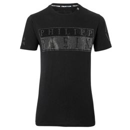 Philipp Plein - Schwarzes T-Shirt mit auff&auml;lligem, einfarbigem Diamant-Logo