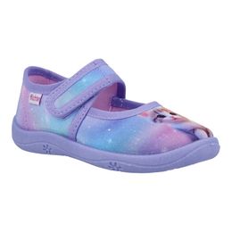 Richter M&auml;dchen Hausschuh "Mia", Gr. 30, lila, Baumwolle, Schuhe, Kinderschuh mit seitlichem Label, Gr&ouml;&szlig;enschablone zum Download