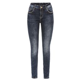 Cipo & Baxx CIPO & BAXX Damen 5-Pocket-Jeans "Cipo & Baxx Jeans", blau, Gr. 30, uni, Obermaterial: 97% Baumwolle CO. 3% Elasthan EL., Jeans, mit dezenter