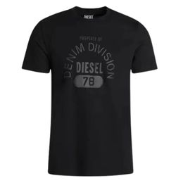 Diesel Property Of Denim Division Logo Schwarzes T-Shirt