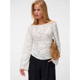 V&eacute;ro Moda VERO MODA Damen Langarmshirt "VMLAYLA LS GATHERING TOP JRS NOOS", wei&szlig;, Gr. XS, unifarben, Jersey, Obermaterial: 96% Polyester, 4% Elasthan, Shirts,