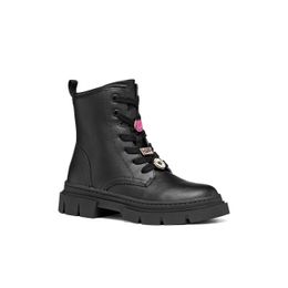 Geox M&auml;dchen Schn&uuml;rboots "J KARSYN GIRL", Gr. 32, schwarz, Lederimitat, Schuhe, Stiefelette mit Pins, Gr&ouml;&szlig;enschablone zum Download