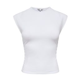 Only Damen Shirttop "ONLMIRA CAPSL RUCHING TOP JRS NOOS", wei&szlig;, Gr. L, unifarben, Jersey, Obermaterial: 95% Baumwolle, 5% Elasthan, Tops,
