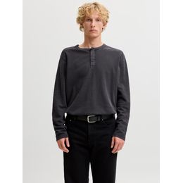 Jack & Jones JACK & JONES Herren Langarmshirt "JPRBLUAARON LS HENLEY TEE", grau, Gr. XL, unifarben, Jersey, Obermaterial: 97% Baumwolle, 3% Polyester, Shirts,