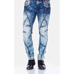 Cipo & Baxx CIPO & BAXX Herren 5-Pocket-Jeans "Cipo & Baxx Jeans", blau, Gr. 33, uni, Obermaterial: 98% Baumwolle CO. 2% Elasthan EL., Jeans, mit cooler Waschung