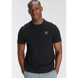 DELMAO Herren Rundhalsshirt, schwarz, Basic, Gr. M, unifarben, Single Jersey, Obermaterial: 100% Baumwolle, Shirts, Kurzarm, Regular Fit, basic, aus