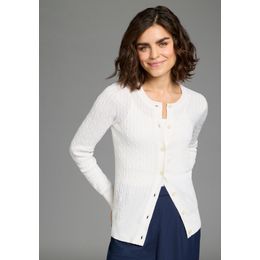Laura Scott Damen Strickjacke "im Fr&uuml;hlings-Look", wei&szlig;, Gr. 48, unifarben, Feinstrick, Obermaterial: 50% Baumwolle, 50% Polyacryl, Strickjacken, mit