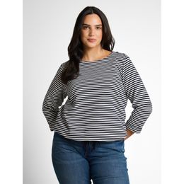 Tom Tailor PLUS Damen T-Shirt "TTP T-Shirt", schwarz-wei&szlig;, Gr. 50, gestreift, Single Jersey, Obermaterial: 75% Baumwolle, 20% Polyester, 5% Elasthan,