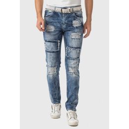 Cipo & Baxx CIPO & BAXX Herren 5-Pocket-Jeans "Cipo & Baxx Jeans", blau, Gr. 42, uni, Obermaterial: 99% Baumwolle CO. 1% Elasthan EL., Jeans, im Used-Look