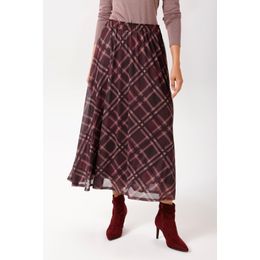 Aniston CASUAL Damen Maxirockbordeaux, dunkelbordeaux, weinrot, malve, beige, Gr. 38, kariert, Netz, Obermaterial: 95% Polyester, 5% Elasthan.