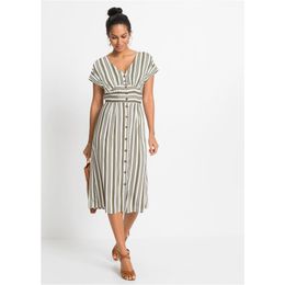 bonprix Damen Midikleid, beige, Gr. 46, Obermaterial: 100% Viskose, Kleider, f&uuml;r warme Tage, aus Viskose, ausgestellte Passform